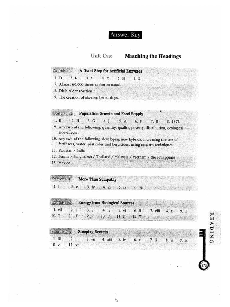 ANSWER KEY - Reading Strategies For The IELTS Test | PDF