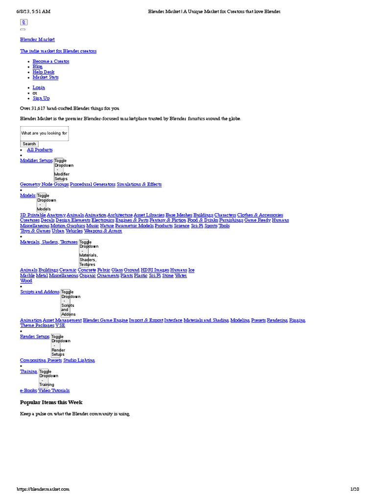 Blender Market - A Unique Market For Creators - List | Download Free PDF | Blender (Software ...