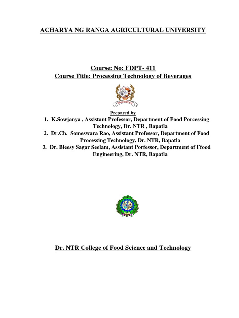 Processing Technology of Beverages | PDF