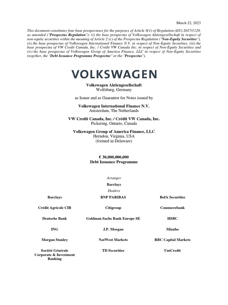 VW DIP Update 2023 - Prospectus Dated 22 March 2023 | PDF | Securities ...