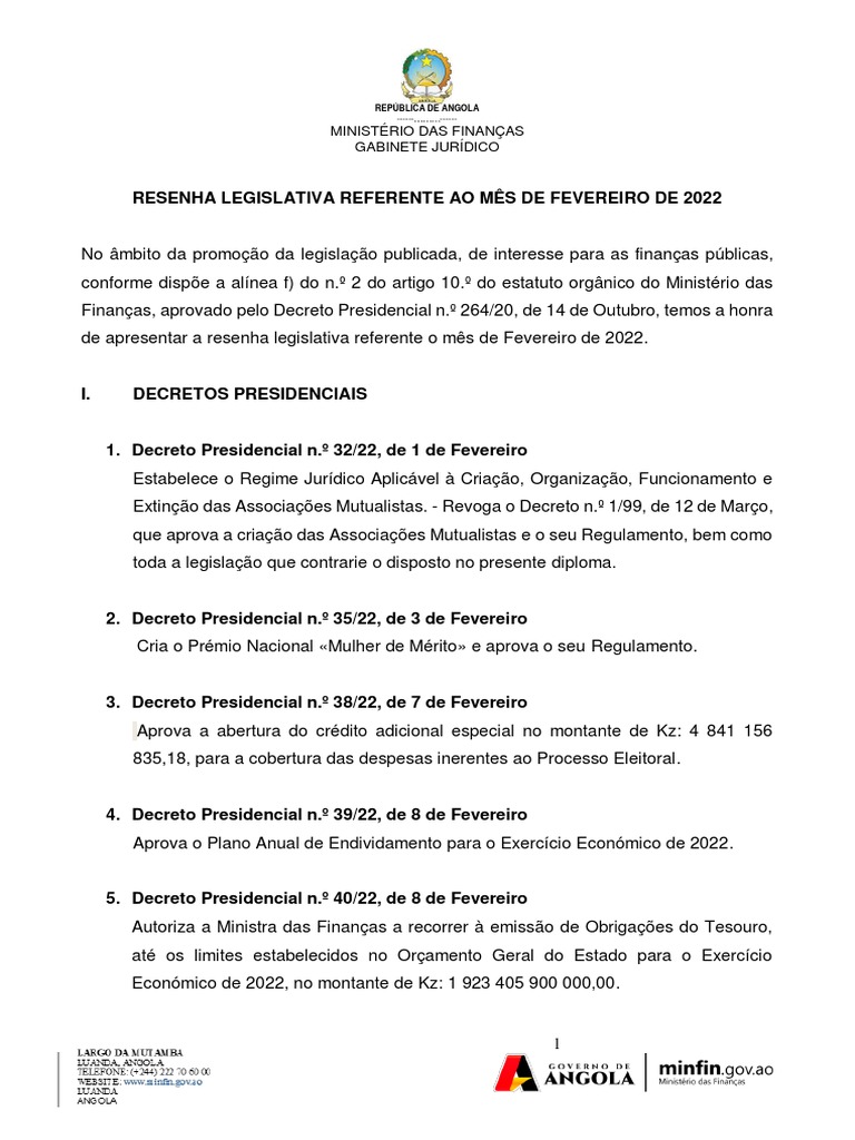 Minfin 2838514 | PDF | Ministério (departamento governamental) | Angola