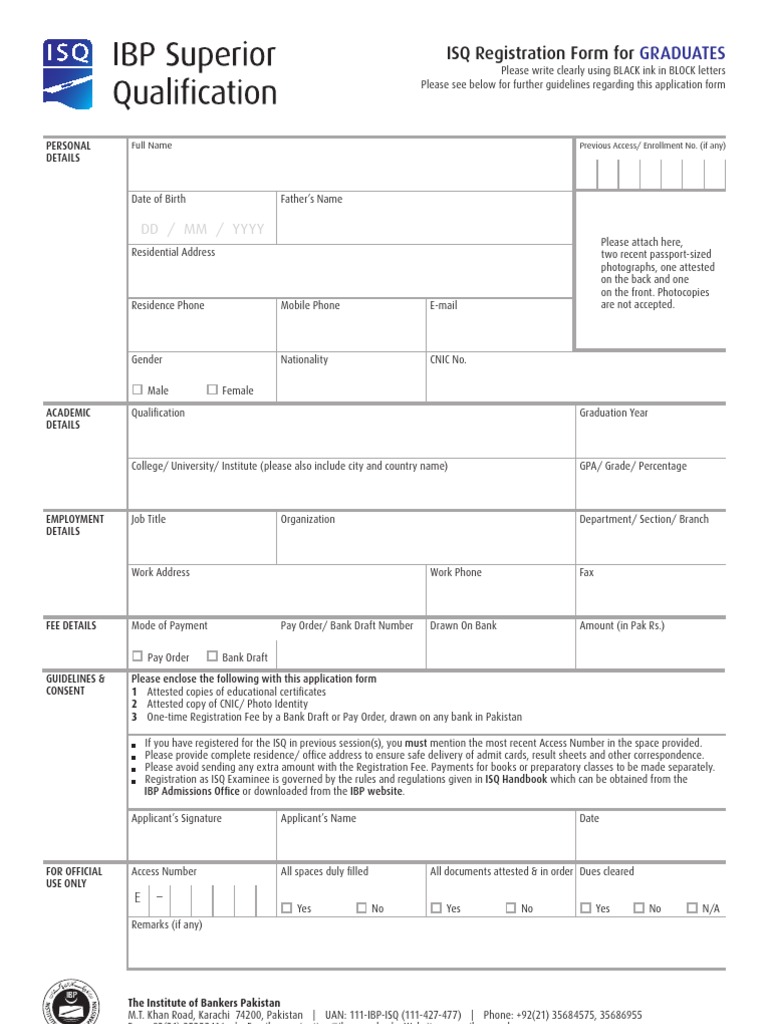 ISQ Registration Form for Graduates | PDF | Business