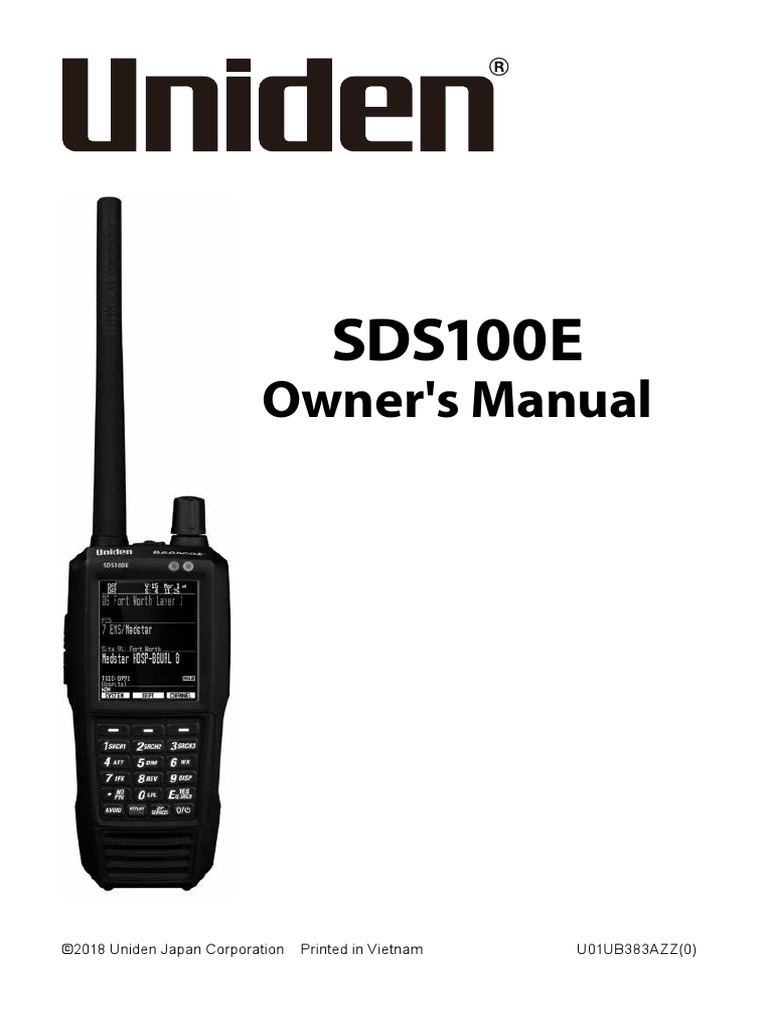 SDS100E: Owner's Manual | PDF | Headphones | Image Scanner