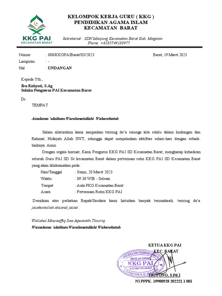 Undangan Pengawas Pai | PDF