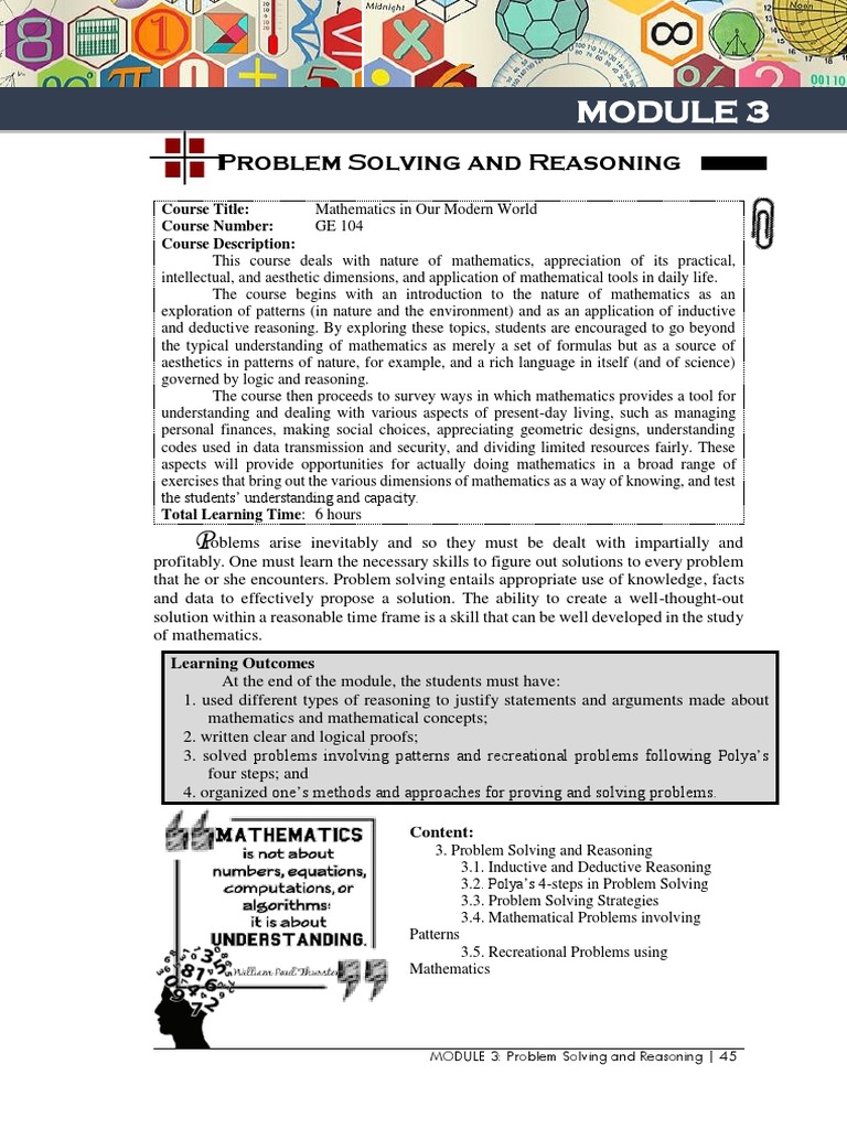 Module 3 | PDF | Inductive Reasoning | Deductive Reasoning
