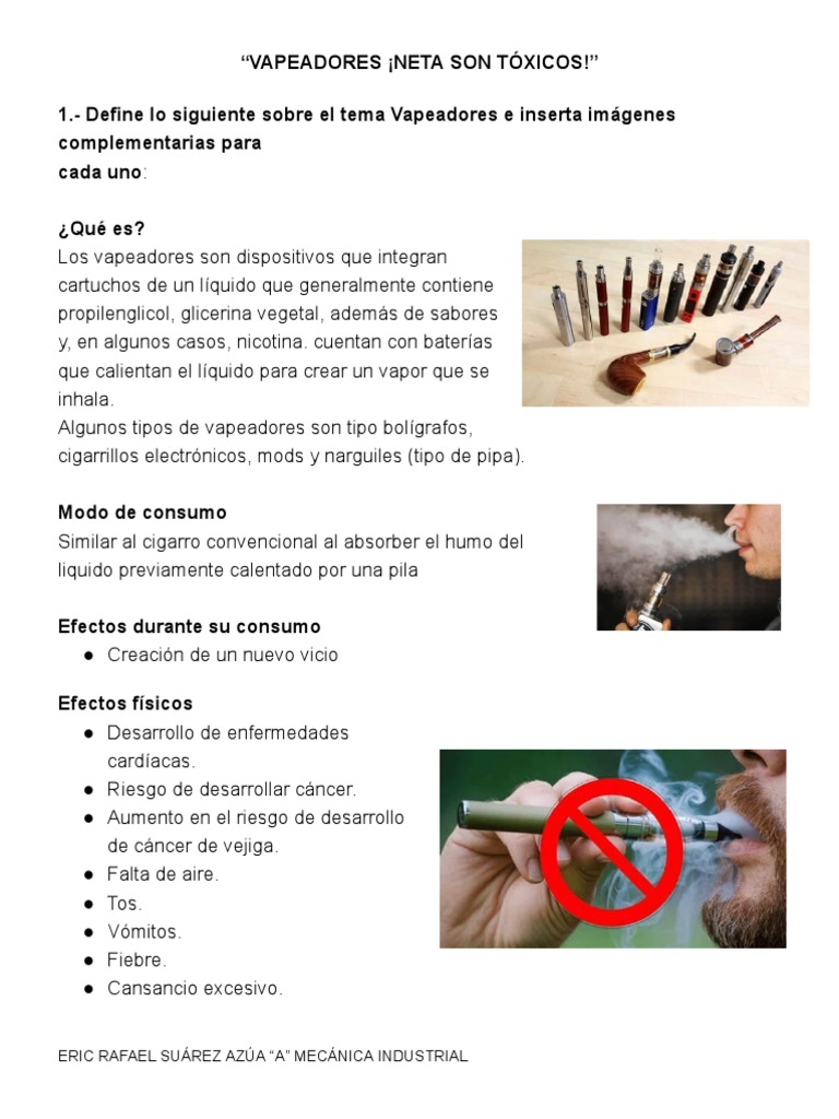 Informacion Del Vape | PDF | Cigarrillo electrónico | Especialidades ...