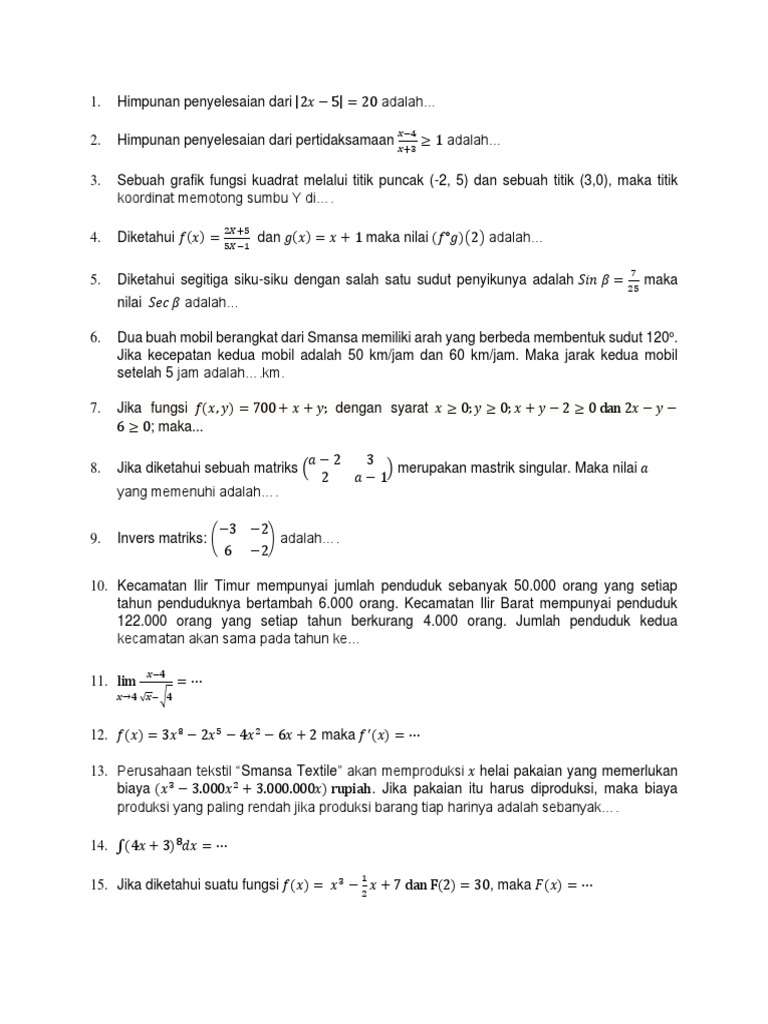 Soal Usp MTK Ipa | PDF