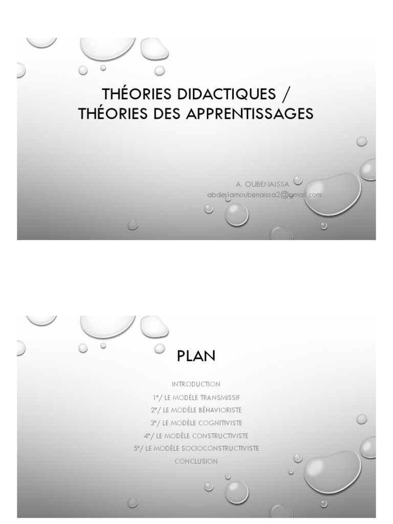 Theories Didactiques Theories Dapprentissage 3 | PDF | Apprentissage | Béhaviorisme