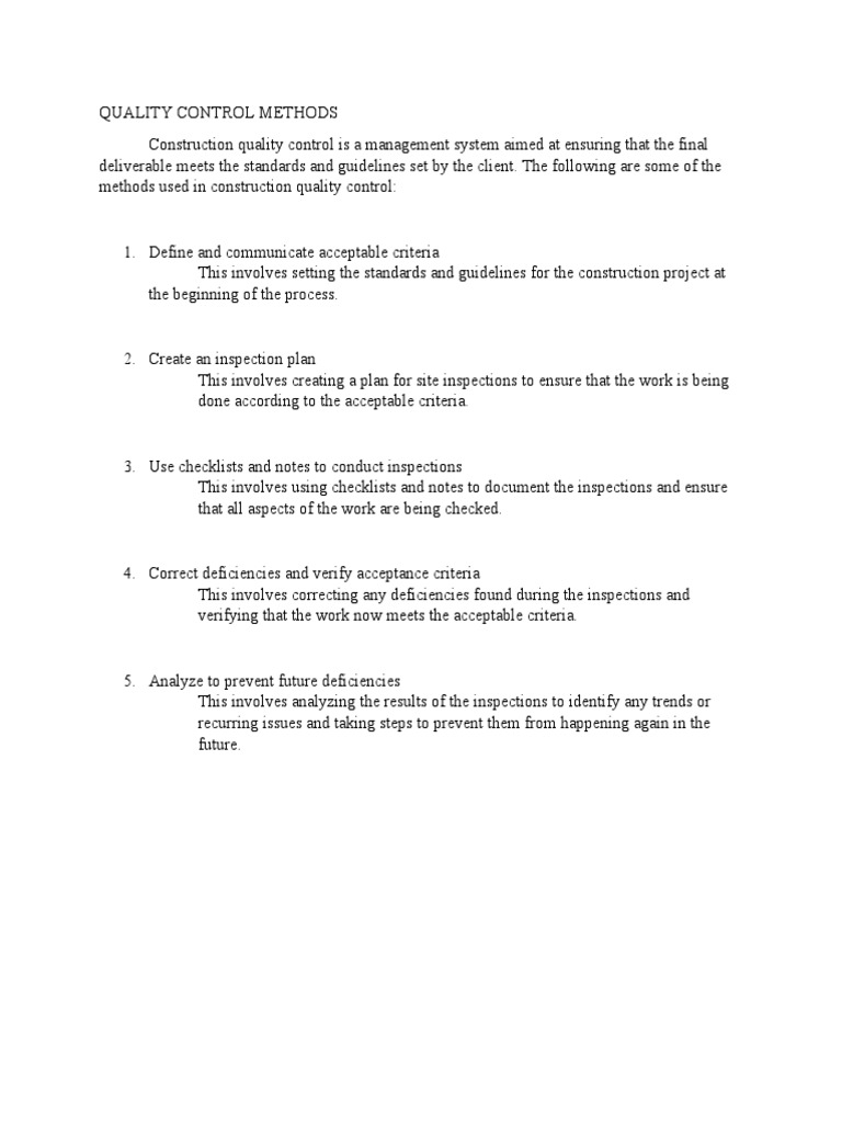 Quality Control Methods | PDF