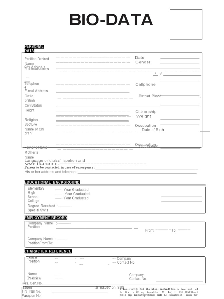 Bio Data | PDF