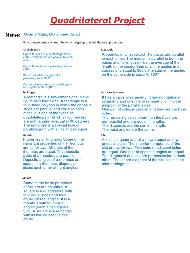 Quadrilaterals_Project | PDF