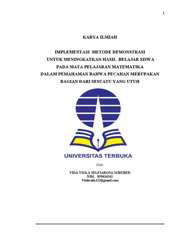 6 - Contoh Karil UT PGSD - Karya Ilmiah Matematika Sifat Operasi Hitung Bilangan Bulat | PDF