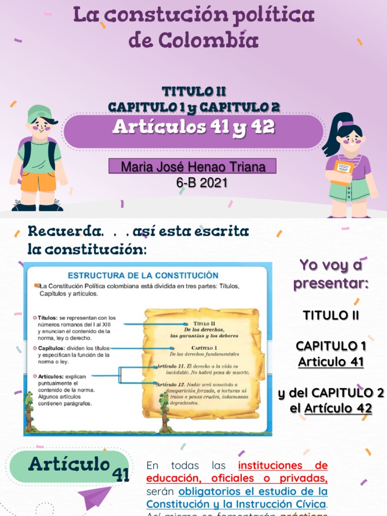 Articulos 41 y 42 Maria José Henao Triana 6-B | PDF | Familia | Matrimonio