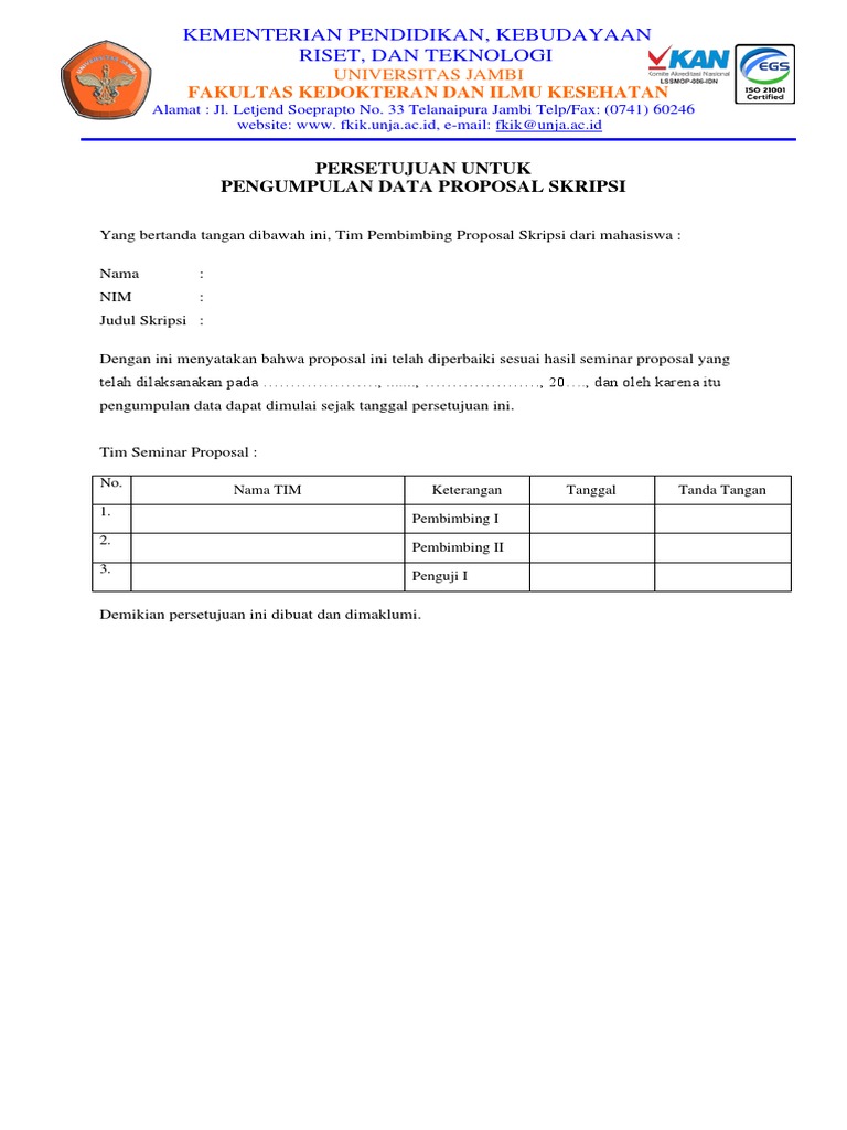 Lembar Revisi Sempro Persetujuan Skripsi 2022 (1) | PDF