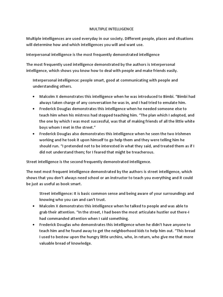 Multiple Intelligences | PDF | Malcolm X | Intelligence