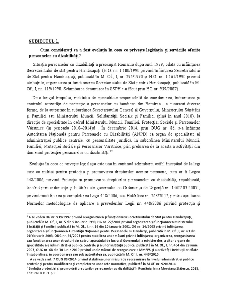 Asistenta Sociala A Persoanelor Cu Dizabilitati | PDF