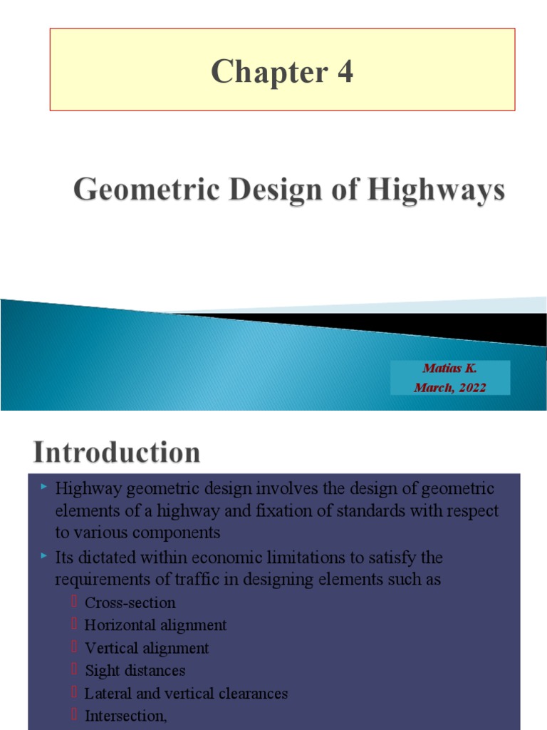 CHP - V Geometric Design of Highways - 5.1 | PDF