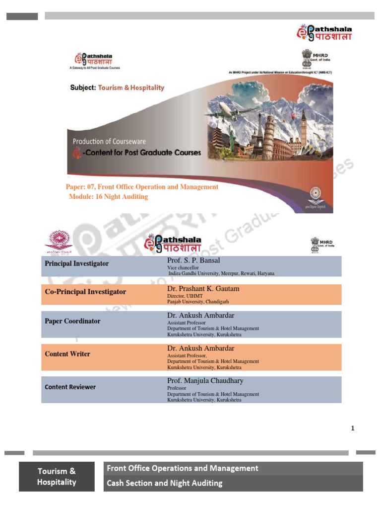 Night Auditing in Hotel Front Office | PDF | Point Of Sale | Cheque