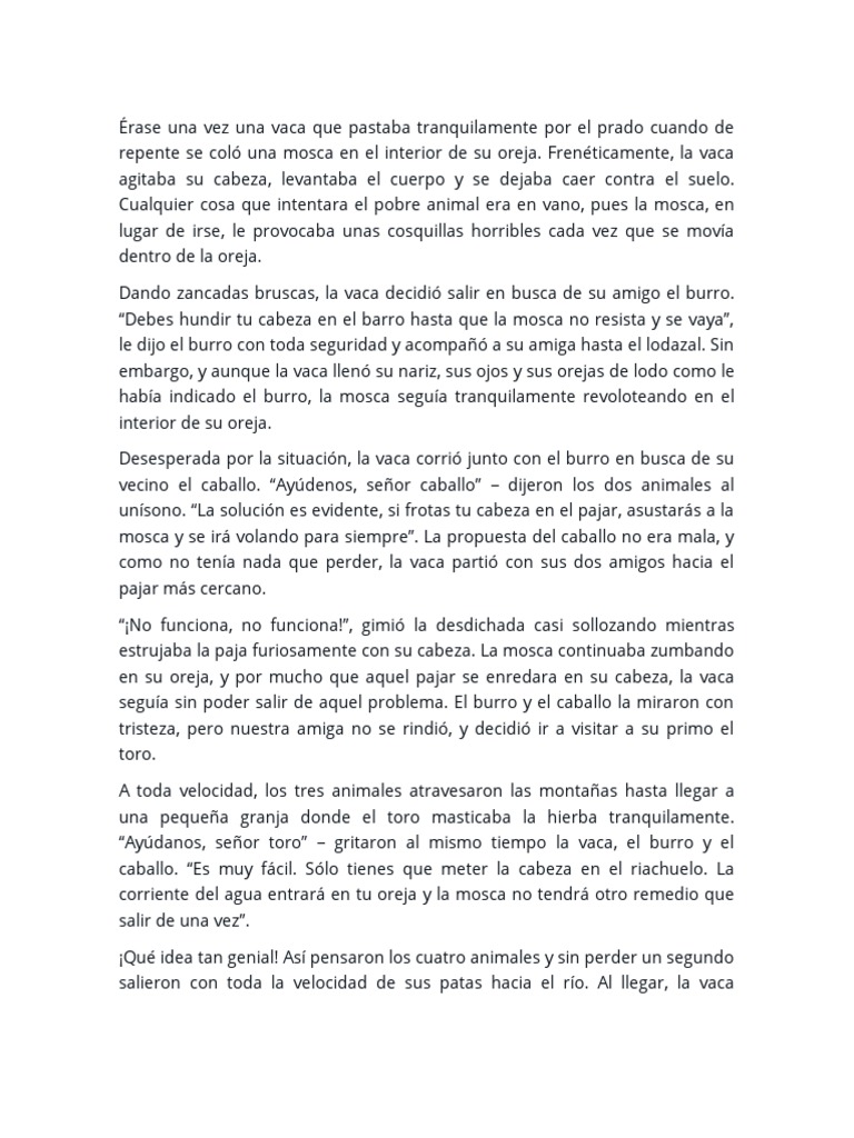 Érase Una Vez Una Vaca Que Pastaba Tranquilamente Por El Prado Cuando ...