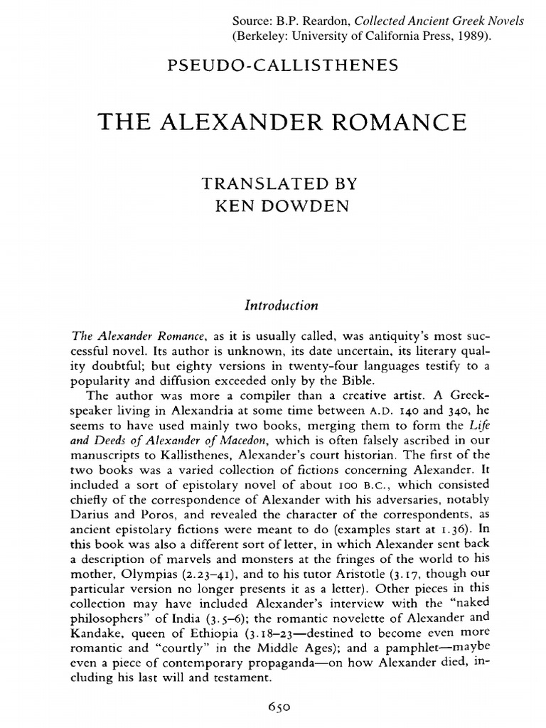 Overview of the Alexander Romance | PDF