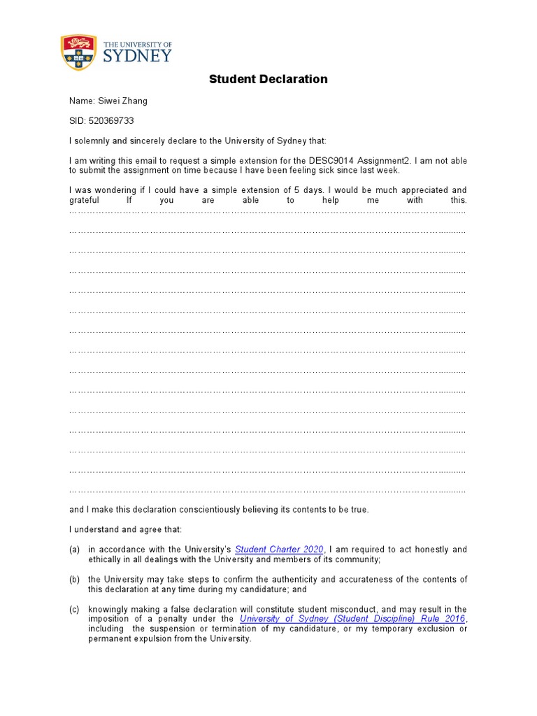 Student Declaration | PDF