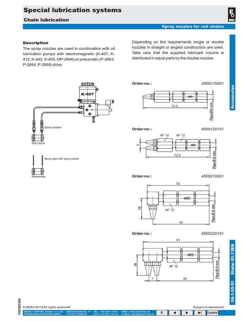 Chain Lubrication Spray Nozzles | PDF | Manufactured Goods | Materials
