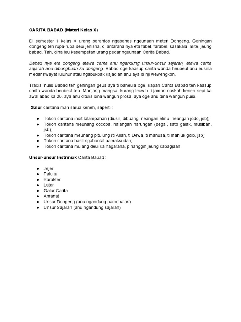 Materi Carita Babad | PDF | Dewasa Muda | Fiksi Umum