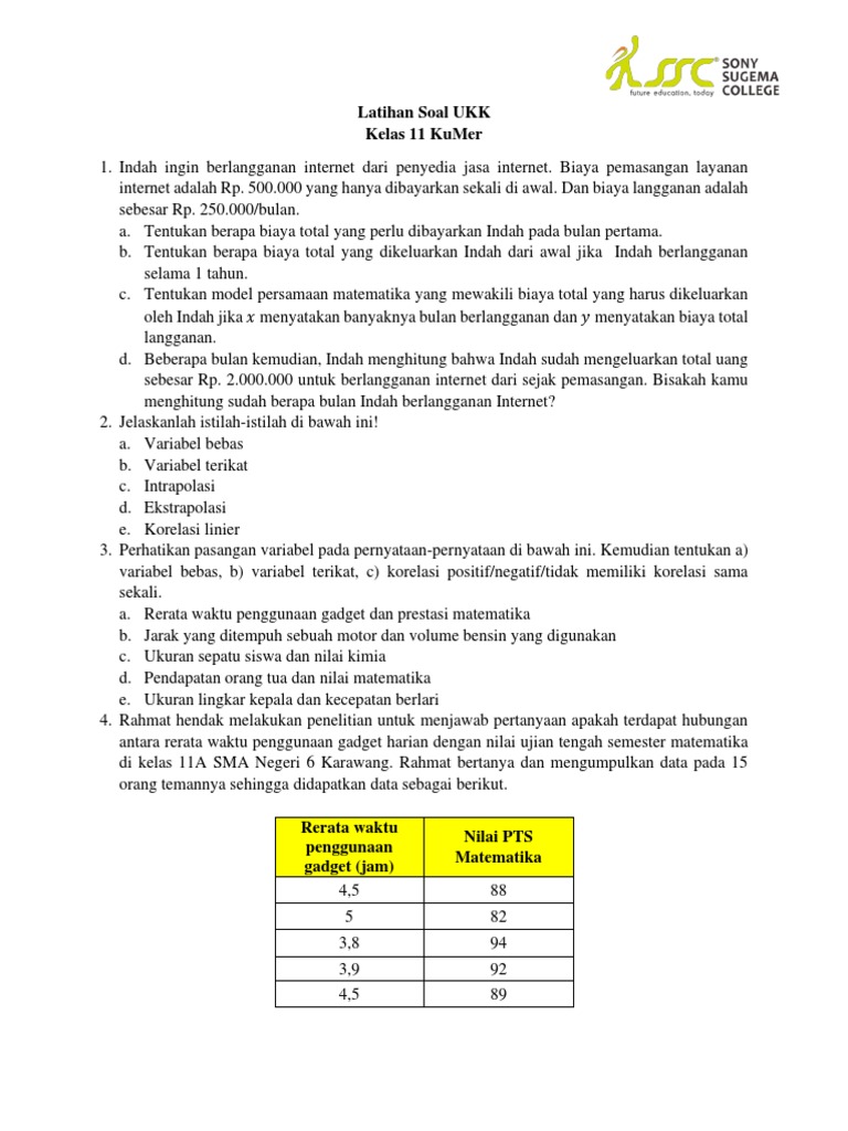Latihan Soal UKK Kelas 11 KuMer | PDF