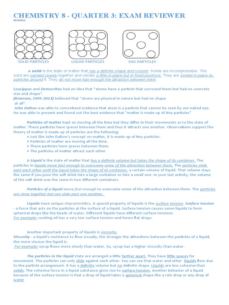 Chemistry Q3 Exam Reviewer | PDF