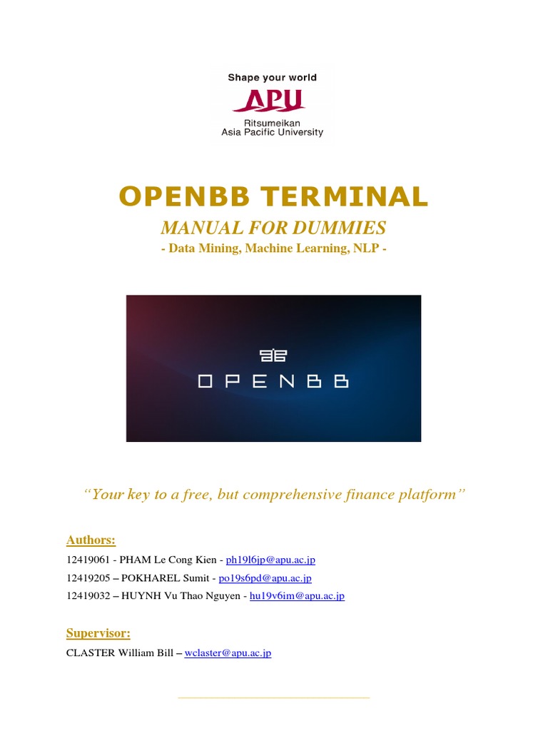 OpenBB Terminal Manual | PDF