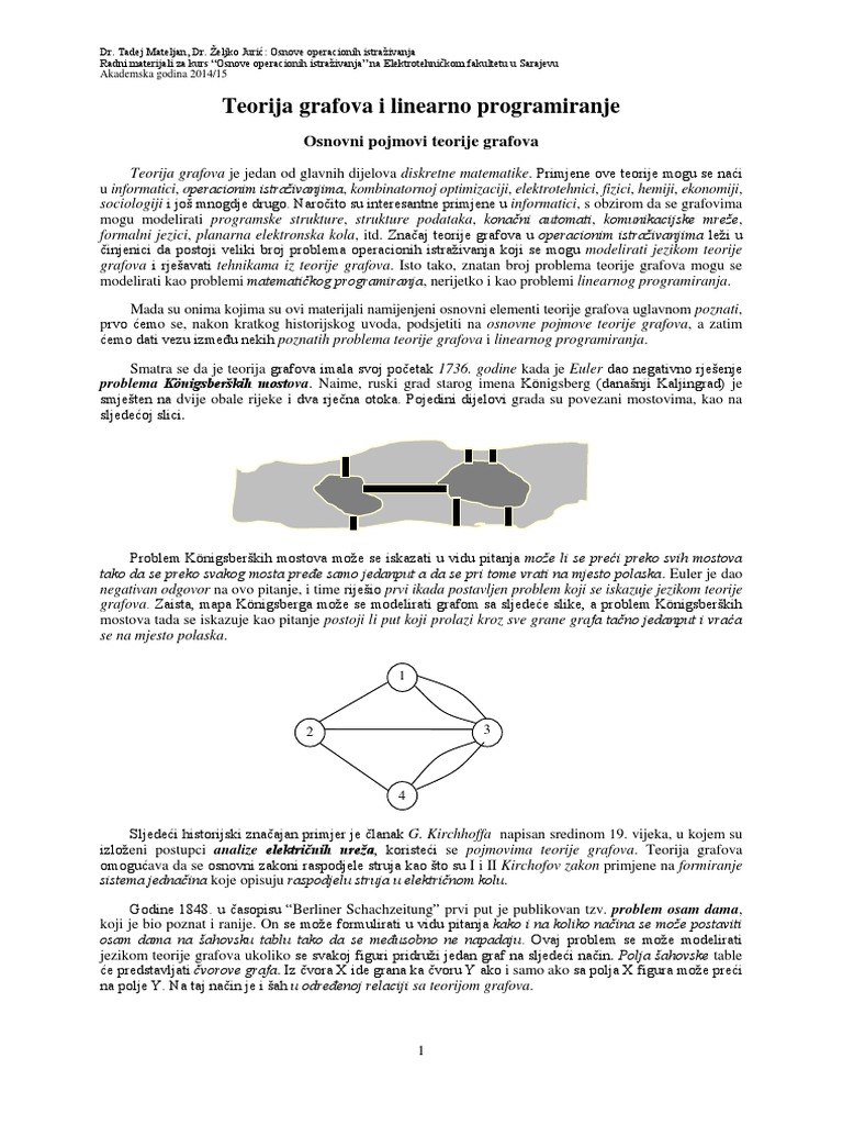 POGLAVLJE 7 Teorija Grafova I Linearno Programiranje | PDF