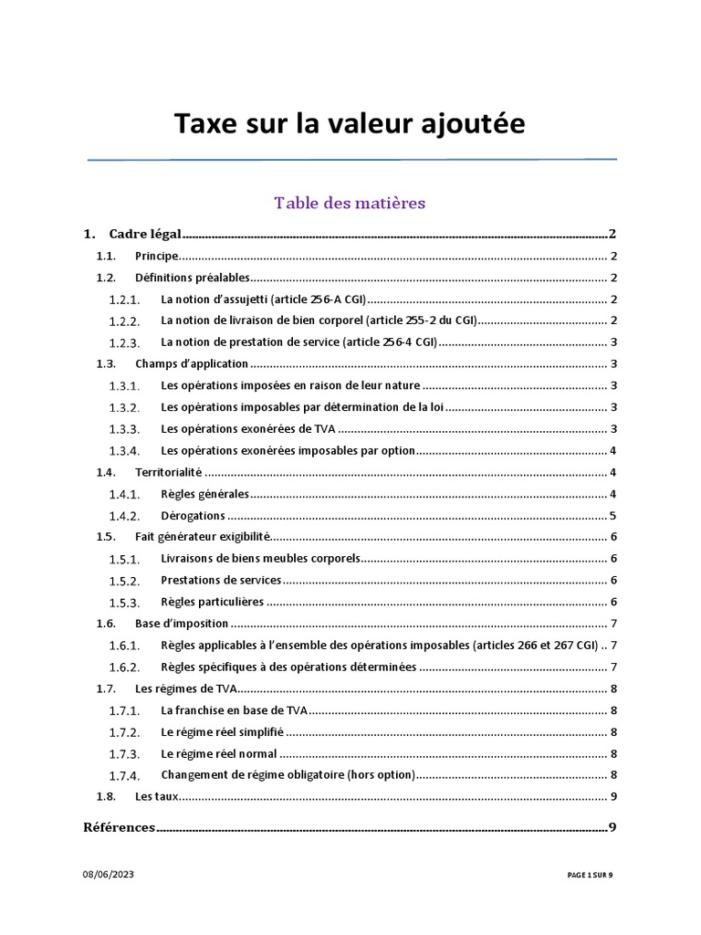 TVA - Définition, Principes Et Règles de Base | PDF | Taxe sur la valeur ajoutée | Impôts