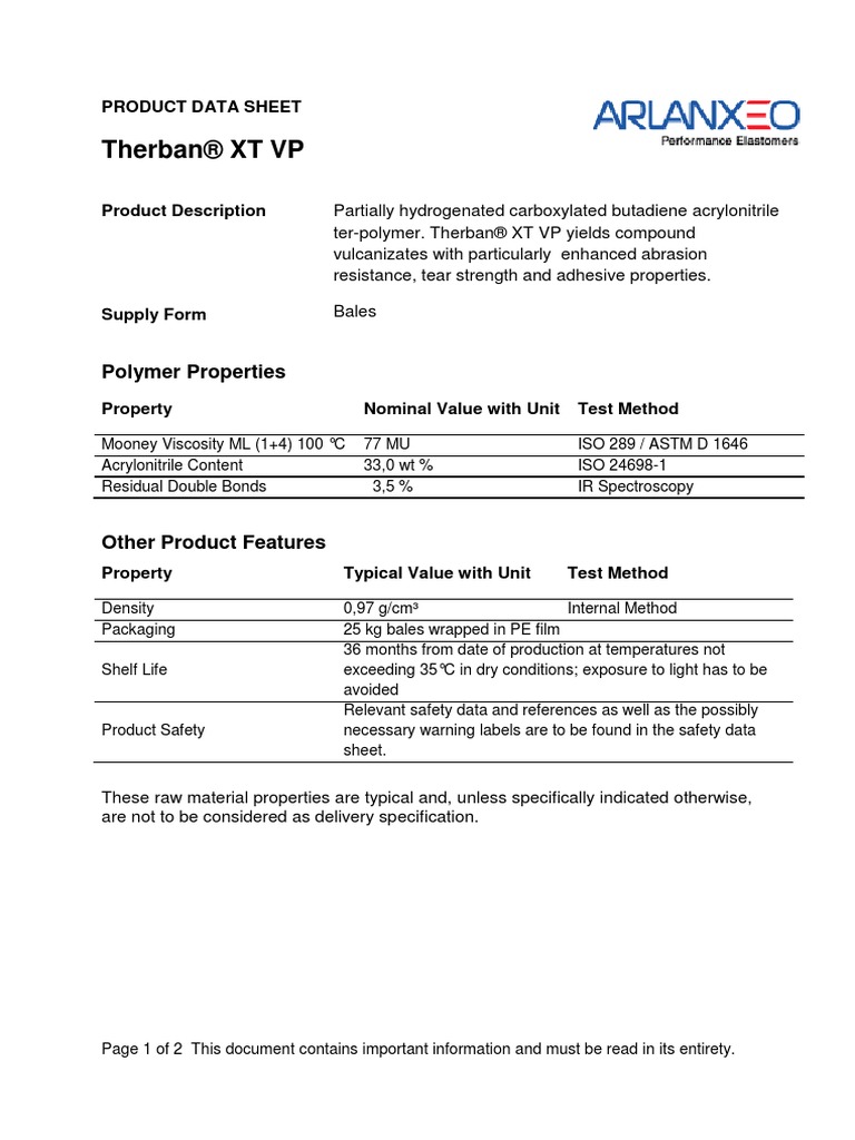 Therban® XT VP Product Data Sheet - 000000000057962209 - REG - WORLD ...