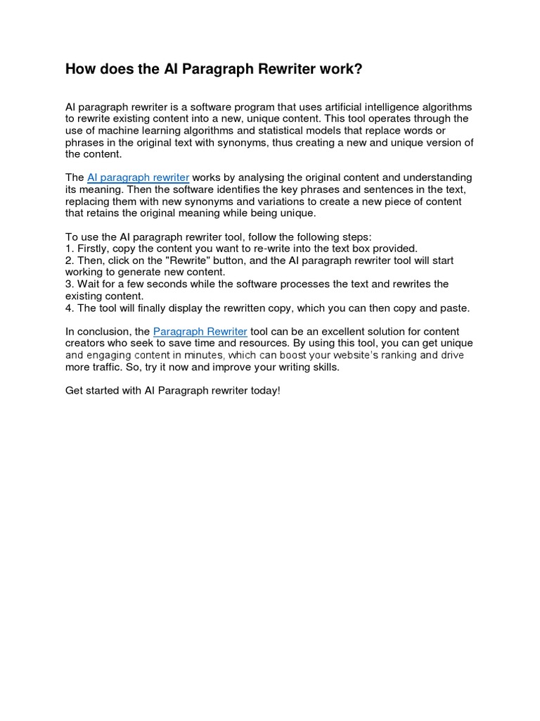 How Does Paragraph Rewriter Tool Works? | PDF