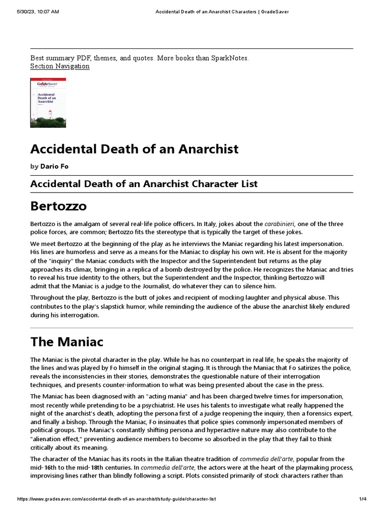 Accidental Death of An Anarchist Characters | PDF