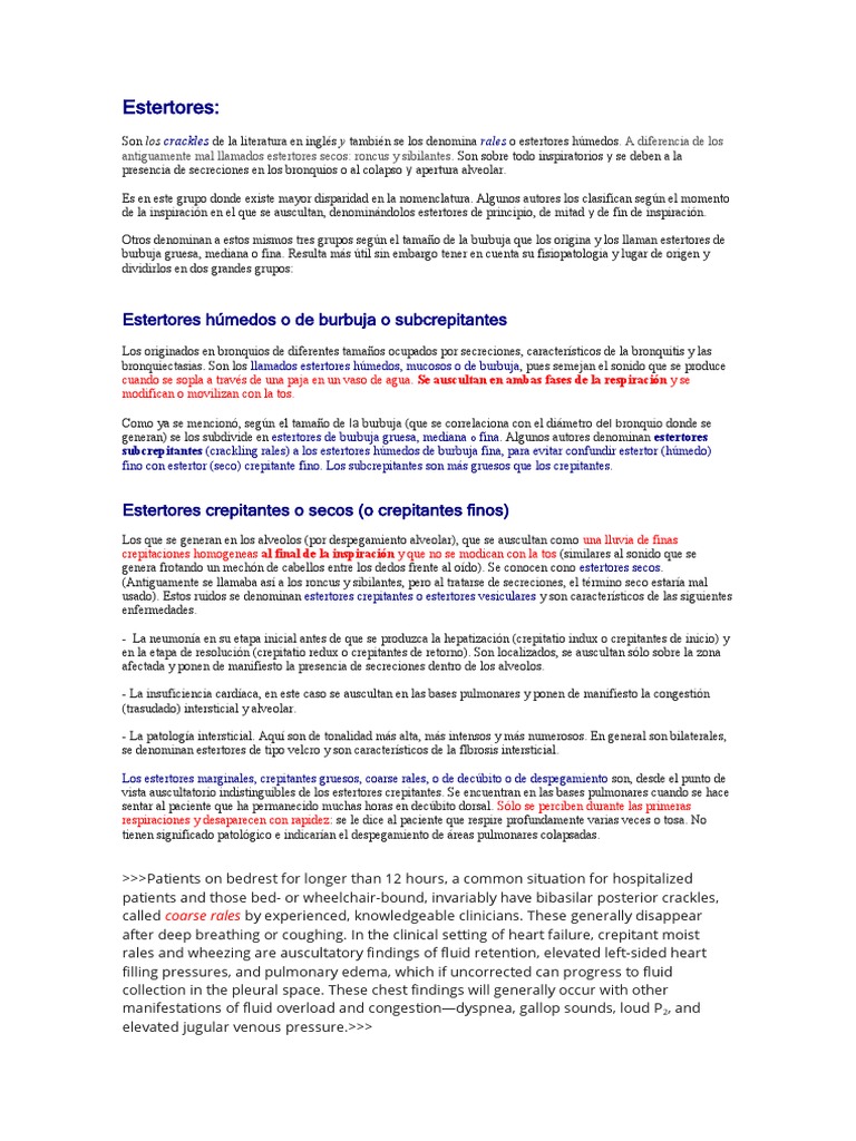 Estertores: Guía de Clasificación | PDF | Tos | Asma