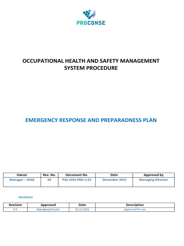 Emergency Response and Preparadness Plan | PDF | Emergency | Emergency ...