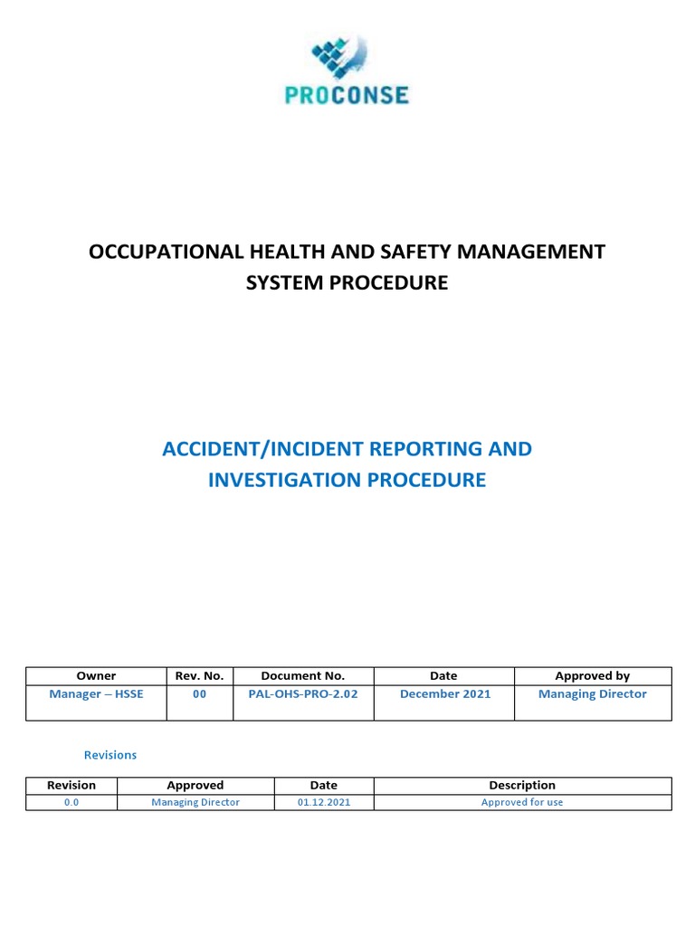 Accident and Incident Report Procedure | PDF | Occupational Safety And ...