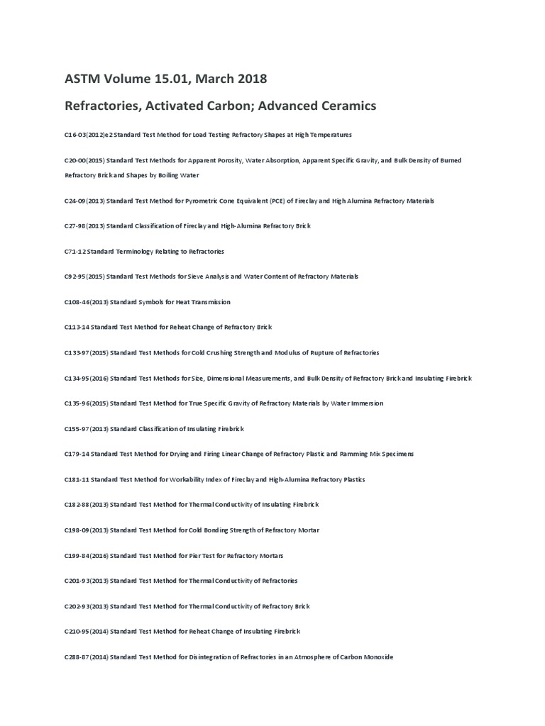 Astm Volume 15 01 | PDF | Refractory | Strength Of Materials