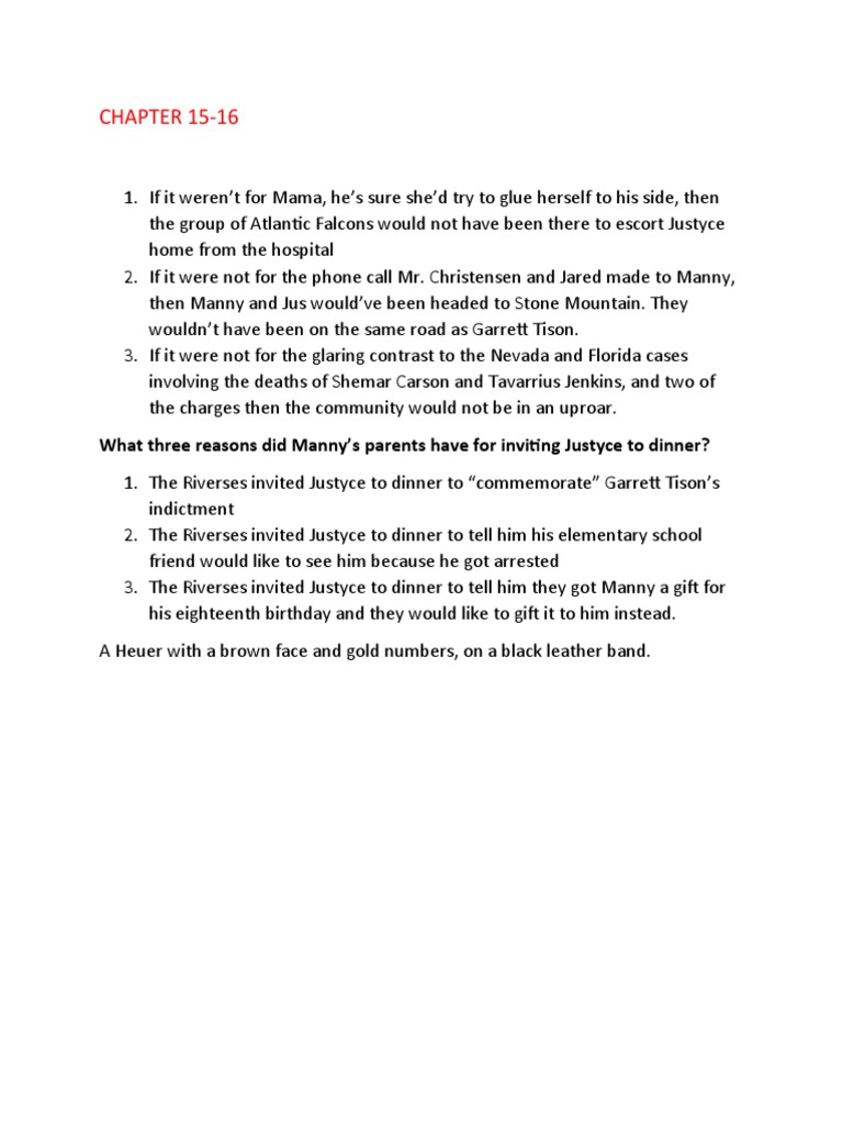 Dear Martin CHAPTER 15-16 | PDF