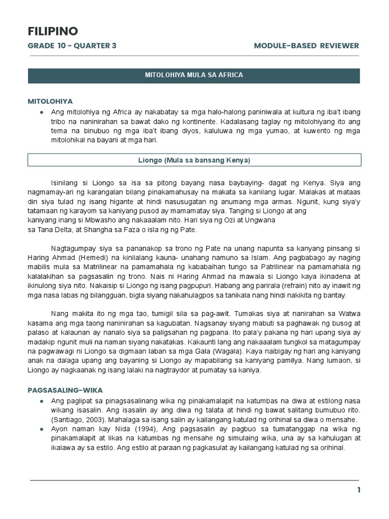 Filipino Q3 | PDF