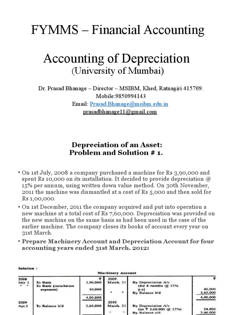 Accounting of Depreciation | PDF | Depreciation | Cost