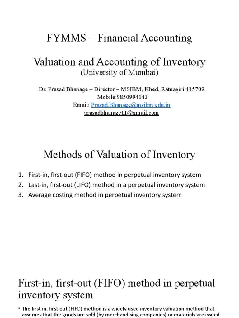 Valuation & Accounting of Inventory | PDF | Cost Of Goods Sold | Inventory