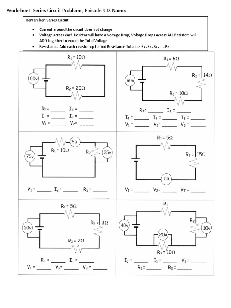 Series Parallel Combined Circuit Worksheets | PDF