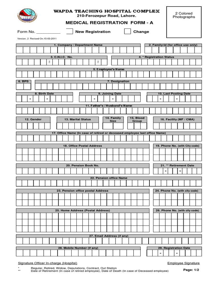 WAPDA Medical Form | PDF