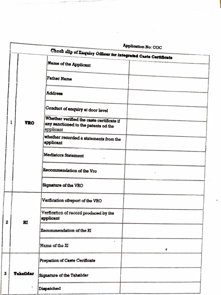Integrated Caste Certificate Application Process | PDF