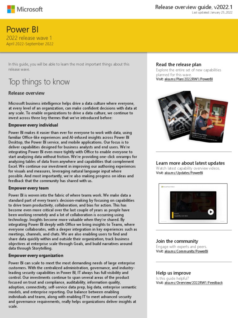 2022RW1 - Power BI - Overview Guide | PDF | Business Intelligence | Big ...