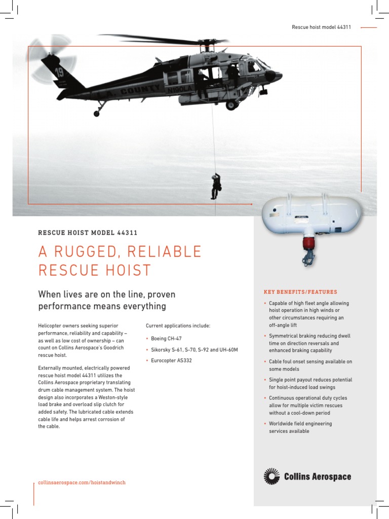 Goodrich Rescue Hoist 44311 Datasheet | PDF | Manufactured Goods | Aviation