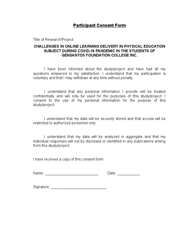 Participant Consent Form | PDF