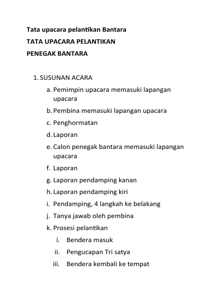 Tata upacara pelantikan Bantara | PDF